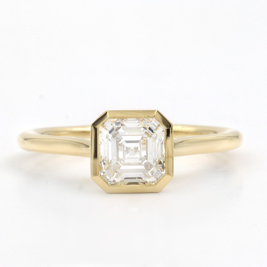 Bezel Set Solitaire Engagement Ring Setting in Platinum