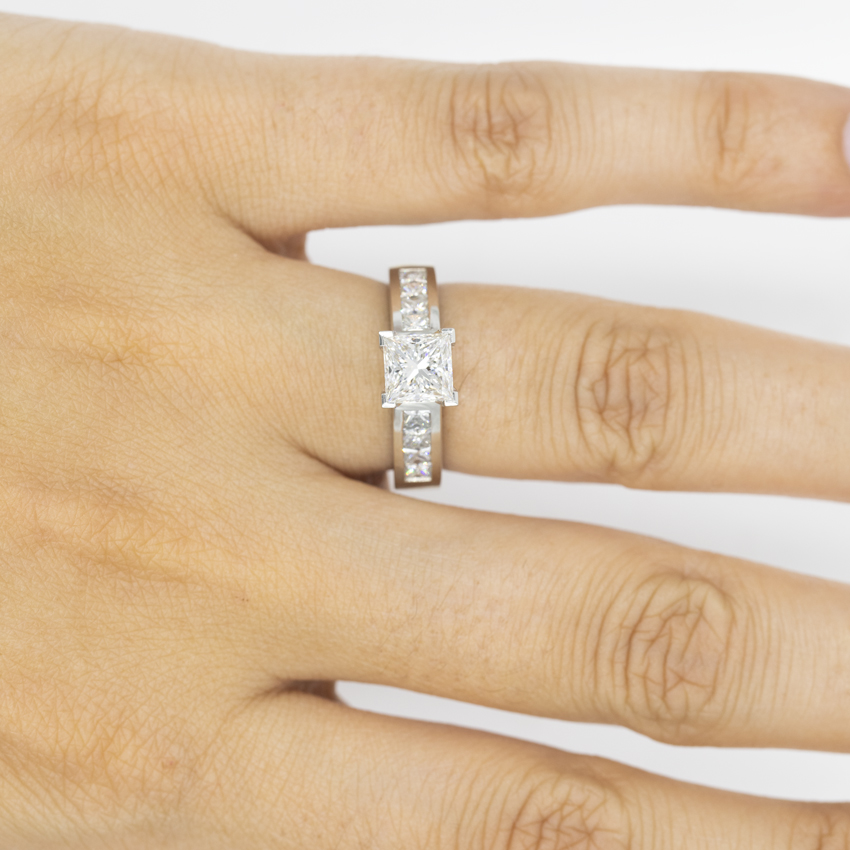 Princess Cut Channel-Set Engagement Setting | Adiamor