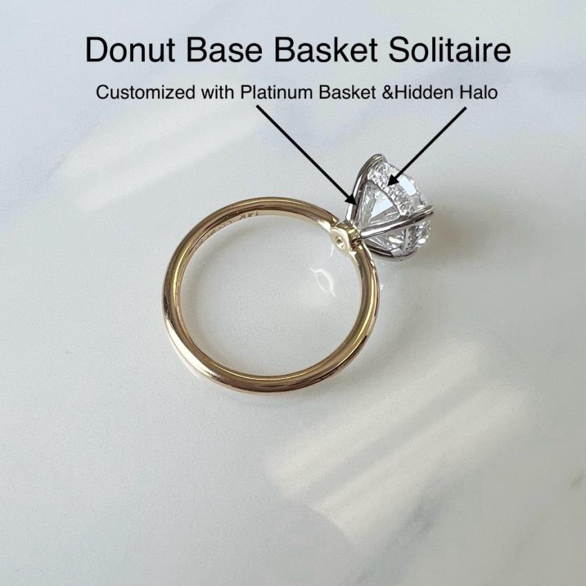 Donut Base Basket Solitaire Engagement Ring Settng in 18K Rose Gold